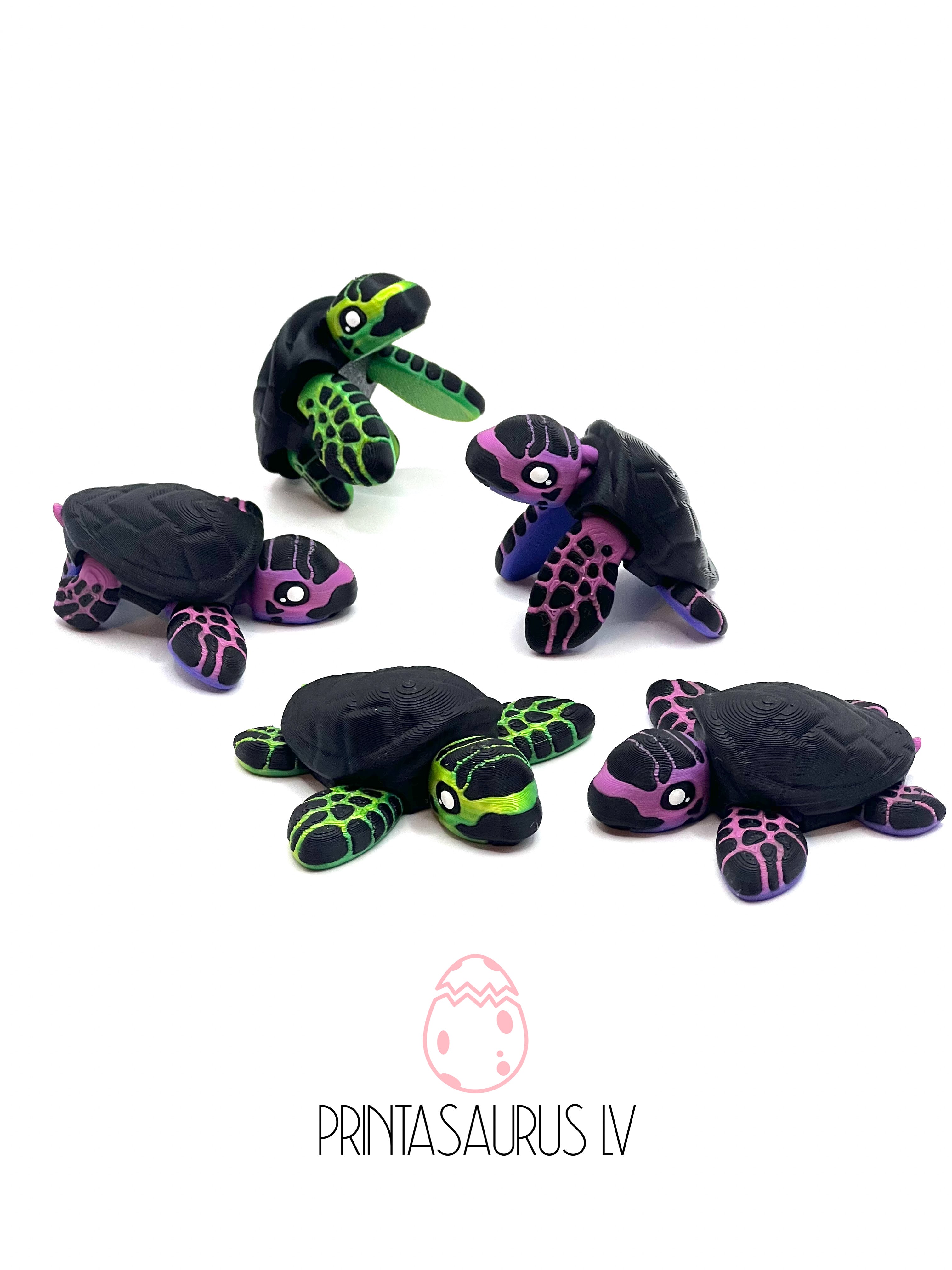 Mini Bubbles the Sea Turtle - 3D Printed Articulated Turtle – Printasaurus LV
