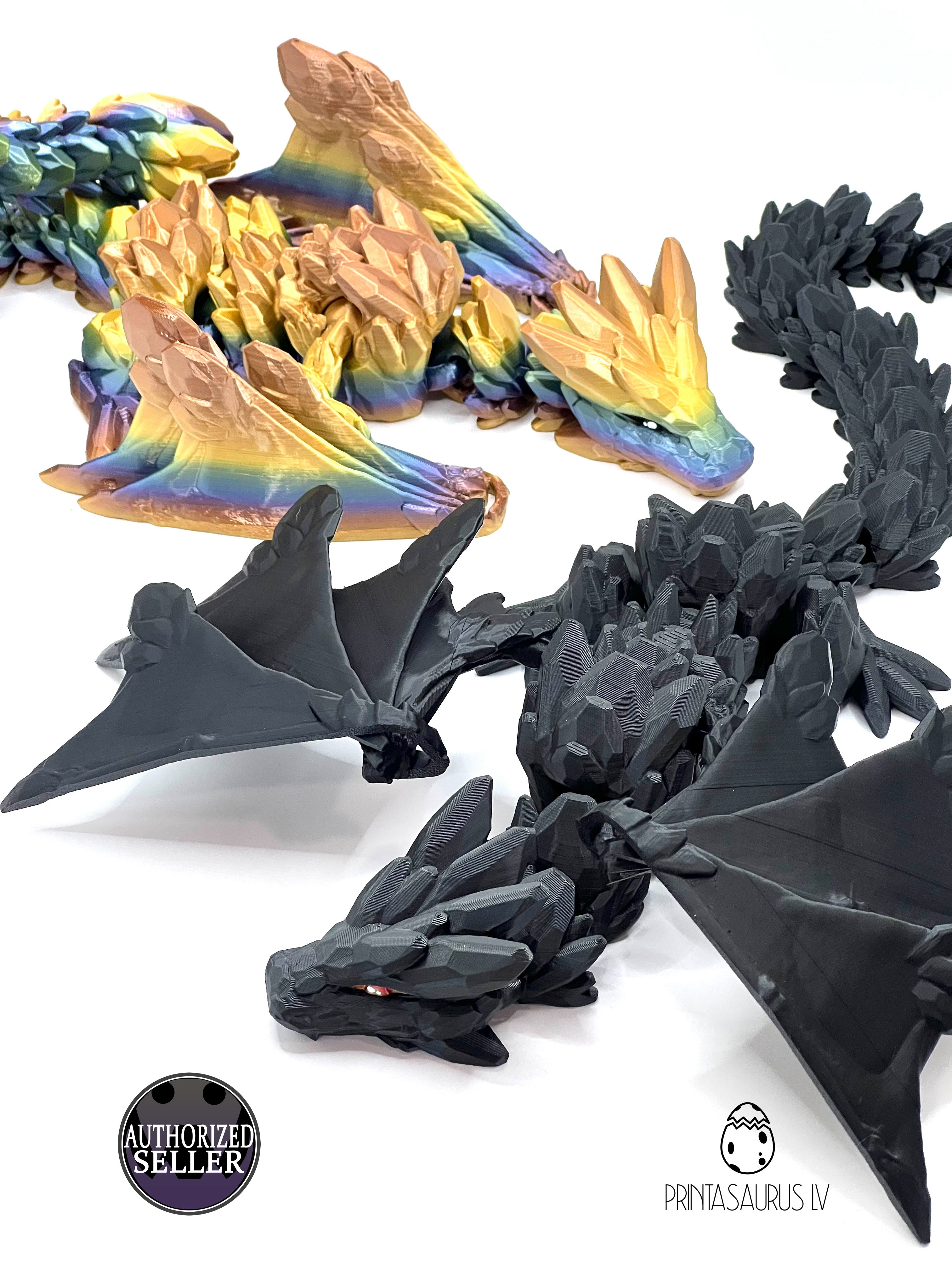 Large Gemstone Wyvern - 3D Printed Articulated Dragon || Printasaurus LV